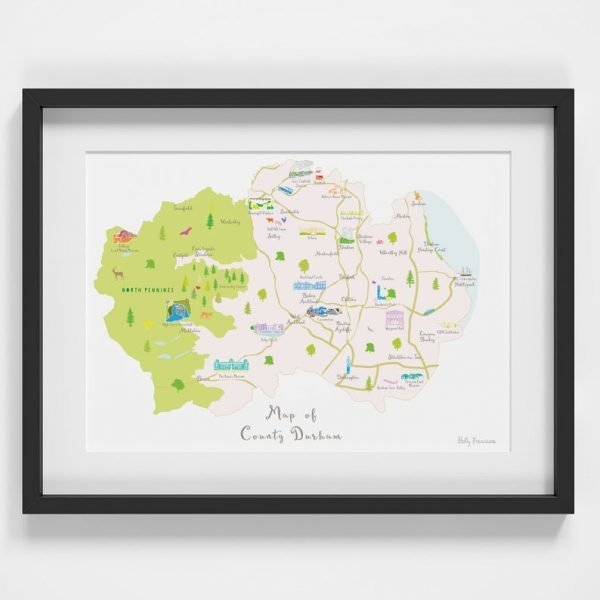 Illustrated Map of County Durham from The Dotty House
